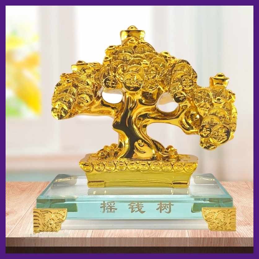 Feng Shui Gold Tree Statue Golden Money Coin Tree of Wealth And ...