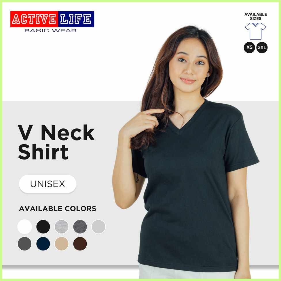 Active Life V-neck Basic Shirts 9 Colors (Black, White, Choco, Mocca ...