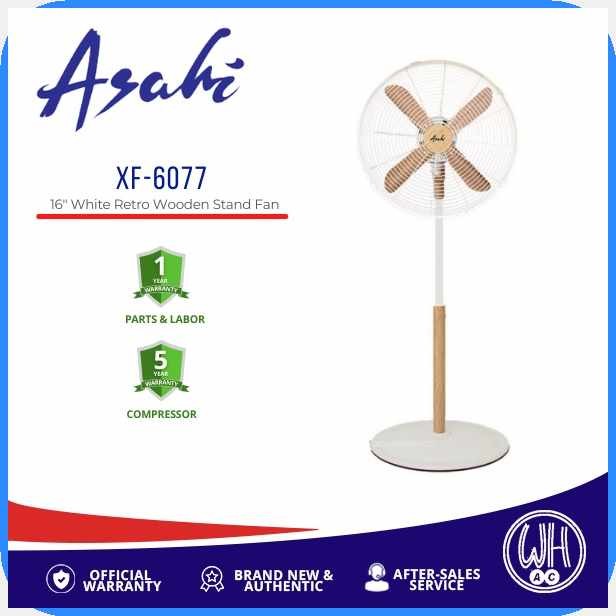 Asahi$ng#XF-6077=w*16:zA%Retro_mt%Wooden_Bn%Stand_wc%Fan_qc%(White ...