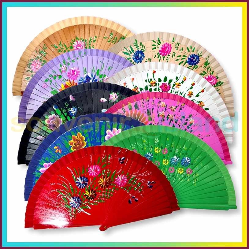 Wooden Spanish Fan (PAINTING) Handfan Philippine Souvenir | Shopee ...
