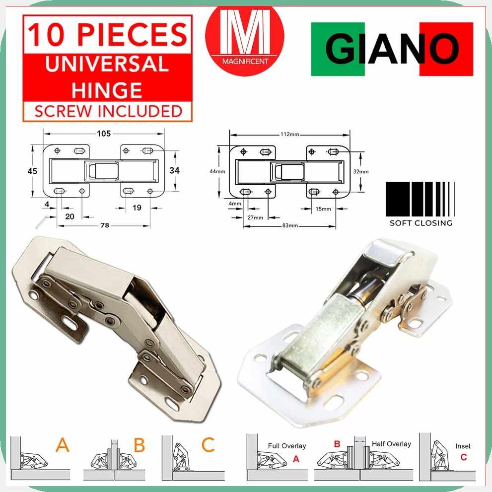 Giano Concealed Easy on Hinge for Cabinet (10 Pieces) | Shopee Philippines
