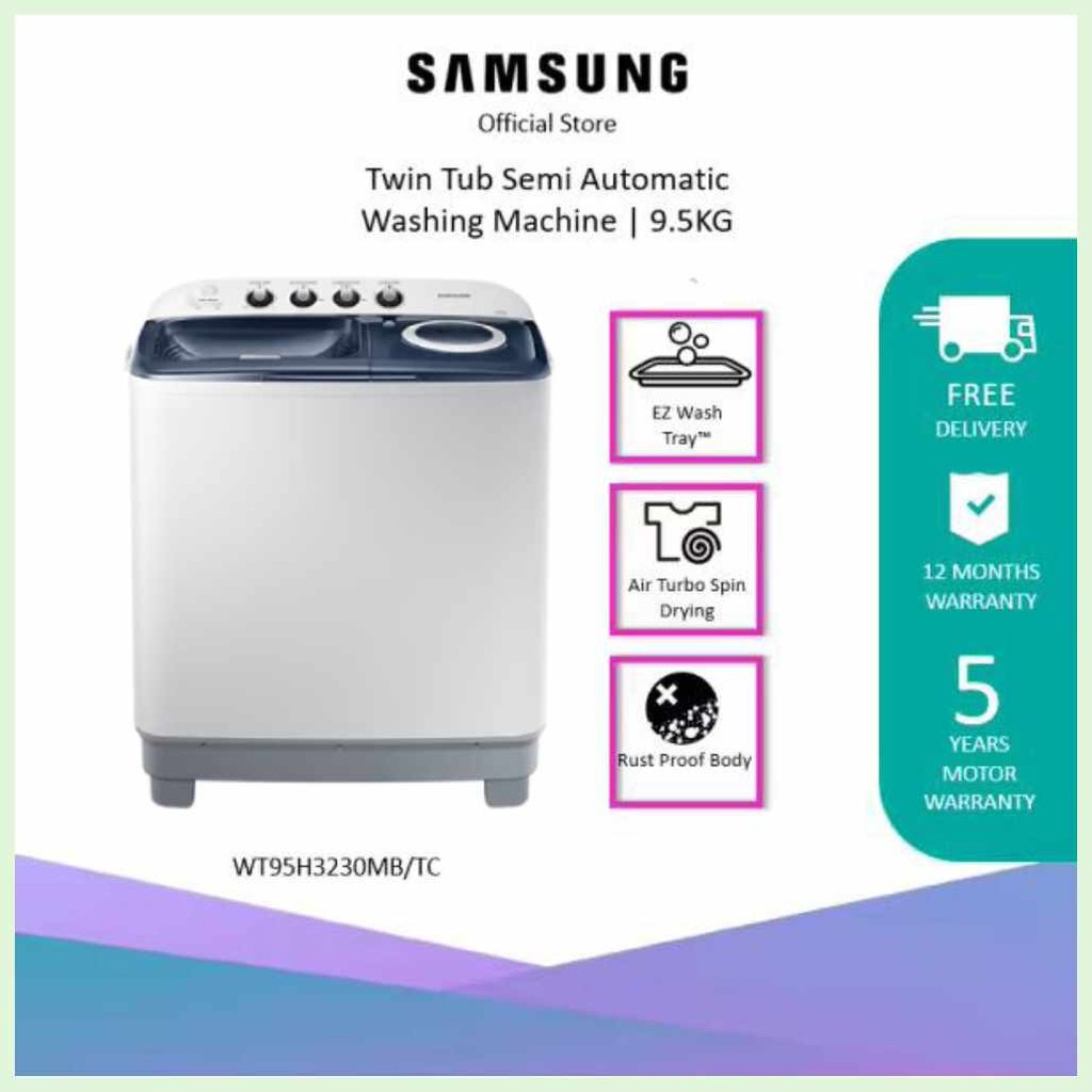 Samsung Twin Tub Semi Automatic Washing Machine | WT95H3230MB/TC ...