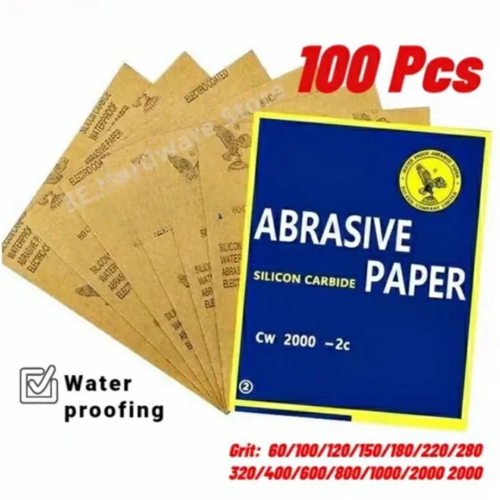 Imported 100 Sheets Abrasive Sandpaper Waterproof Grinding Paper (14 ...