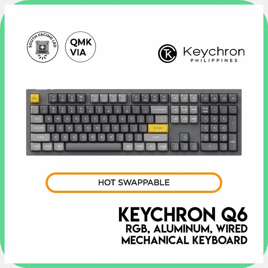Keychron:M%Q6{D*QMK$Oe^Mechanical/hy_Keyboard,:Nd_Silver:Yy_Grey,:xu ...