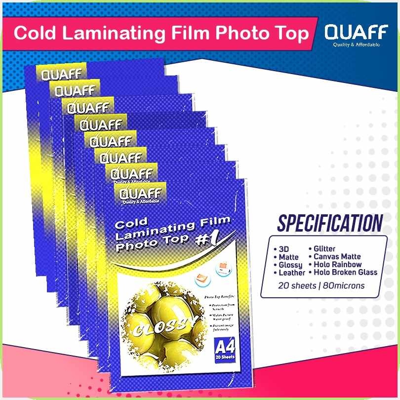 QUAFF Photo Top A4 Size Cold Laminating Film 80micron (20sheets ...