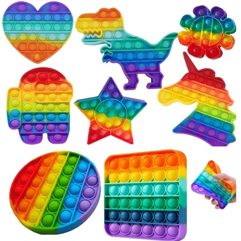 Push Pop It Bubble Fidget Rainbow Colors Stress Relieving Toy | Shopee ...