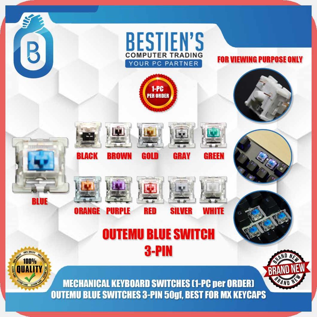MECHANICAL KEYBOARD SWITCHES (1-PC per ORDER), OUTEMU BLUE SWITCHES 3 ...