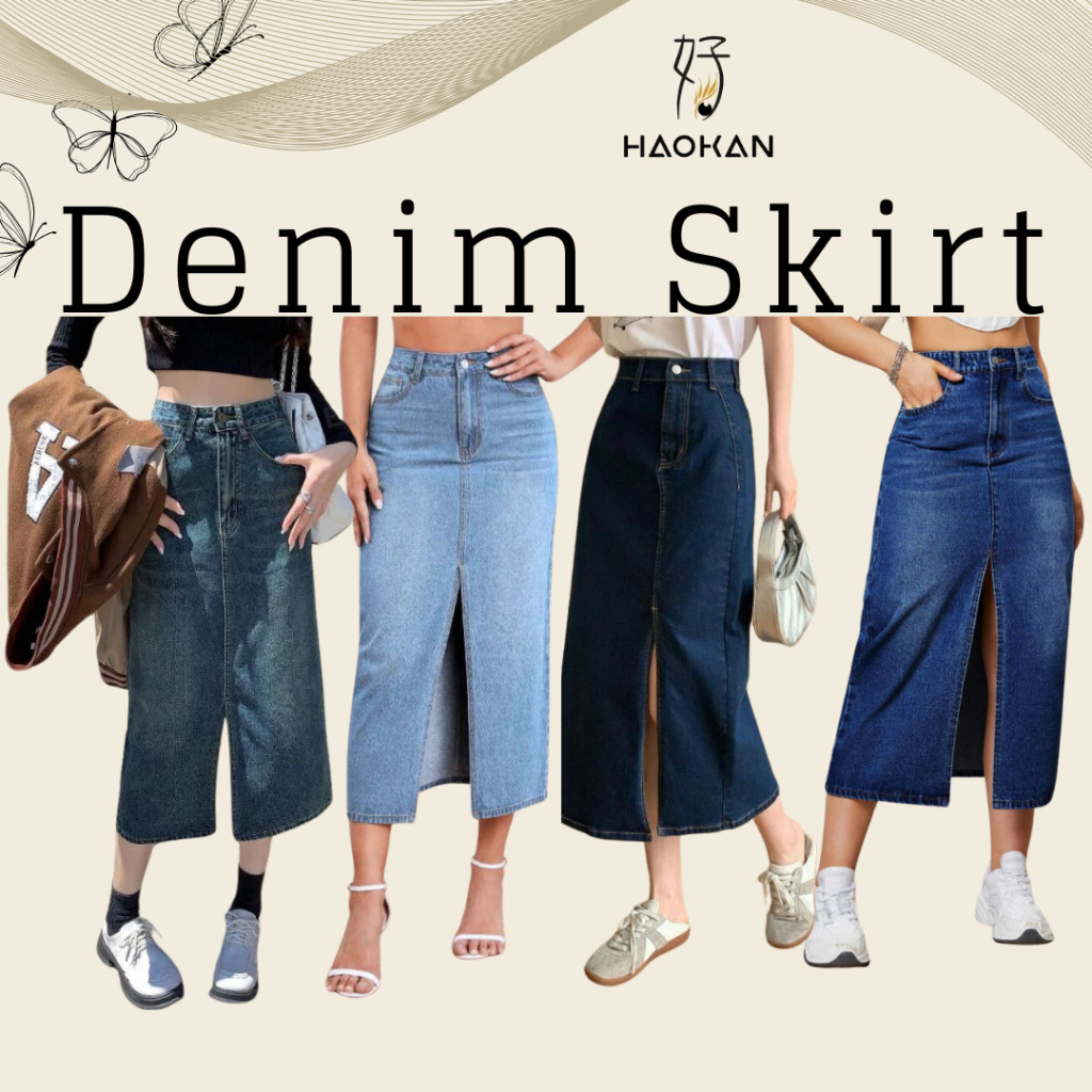 Y2K 90s Retro Maxi Denim Skirt Maong Palda Jeans Korean Style Skirt ...