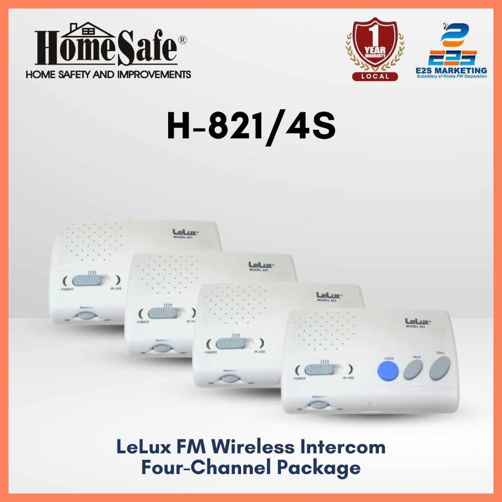 HomeSafe LeLux FM Wireless Intercom Four-Channel Package H-821/4S (Four ...