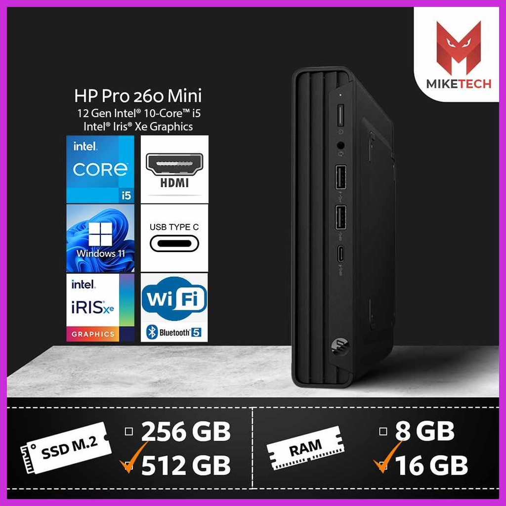 HP Pro Mini 260 G9 12th Gen Core-i5 16-32GB RAM 512GB SSD iRISxe ...
