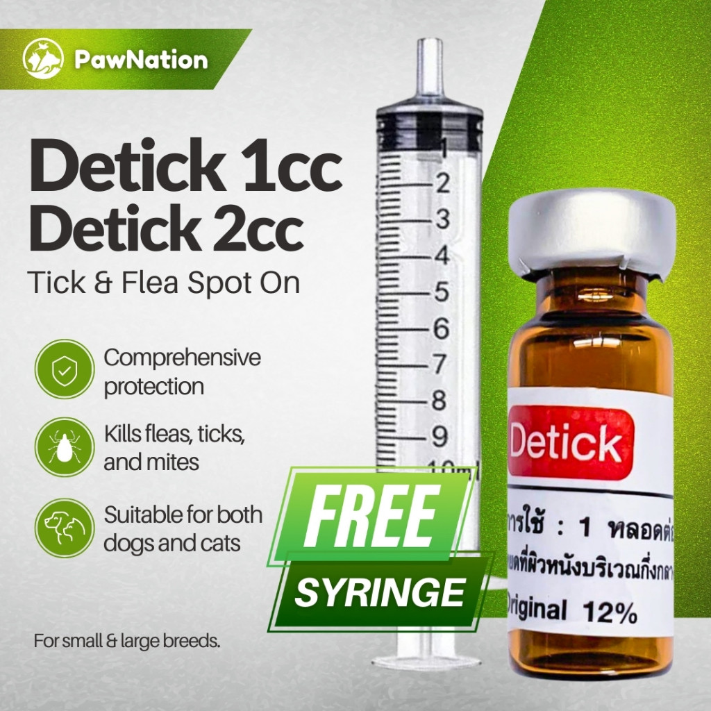 Detick Alprocide Detick Plus 1cc 2cc Tick and Flea Spot on Treatment ...