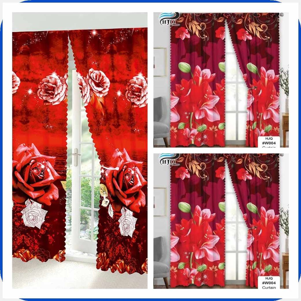 1pc,x'Modern)FY[Window;i&Curtain`b'Kurtina{O'Red{D'Flower{A'100*210CM{S ...