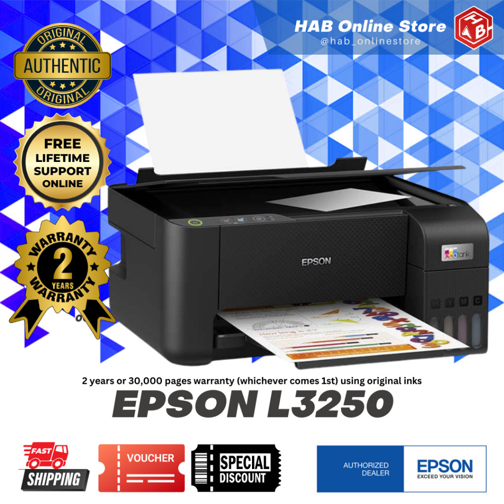 Epson L3250 L3256 Ecotank Wifi Wireless 3 In 1 Print Scan Copy