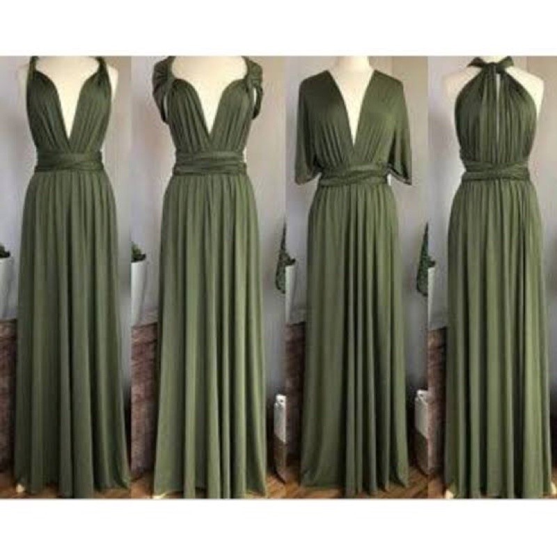 OLIVE GREEN INFINITY DRESS WITH TUBE | Shopee Philippines