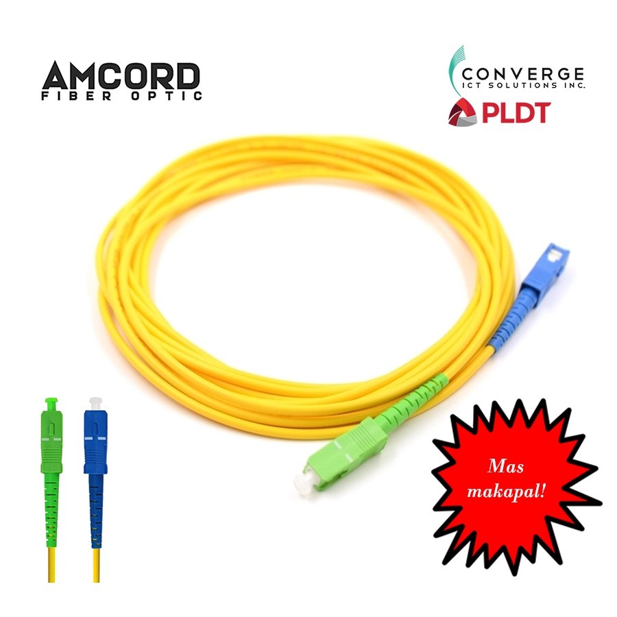 Amcord SC APC to UPC Fiber Patch Cord SX Single Mode PLDT and Converge ...