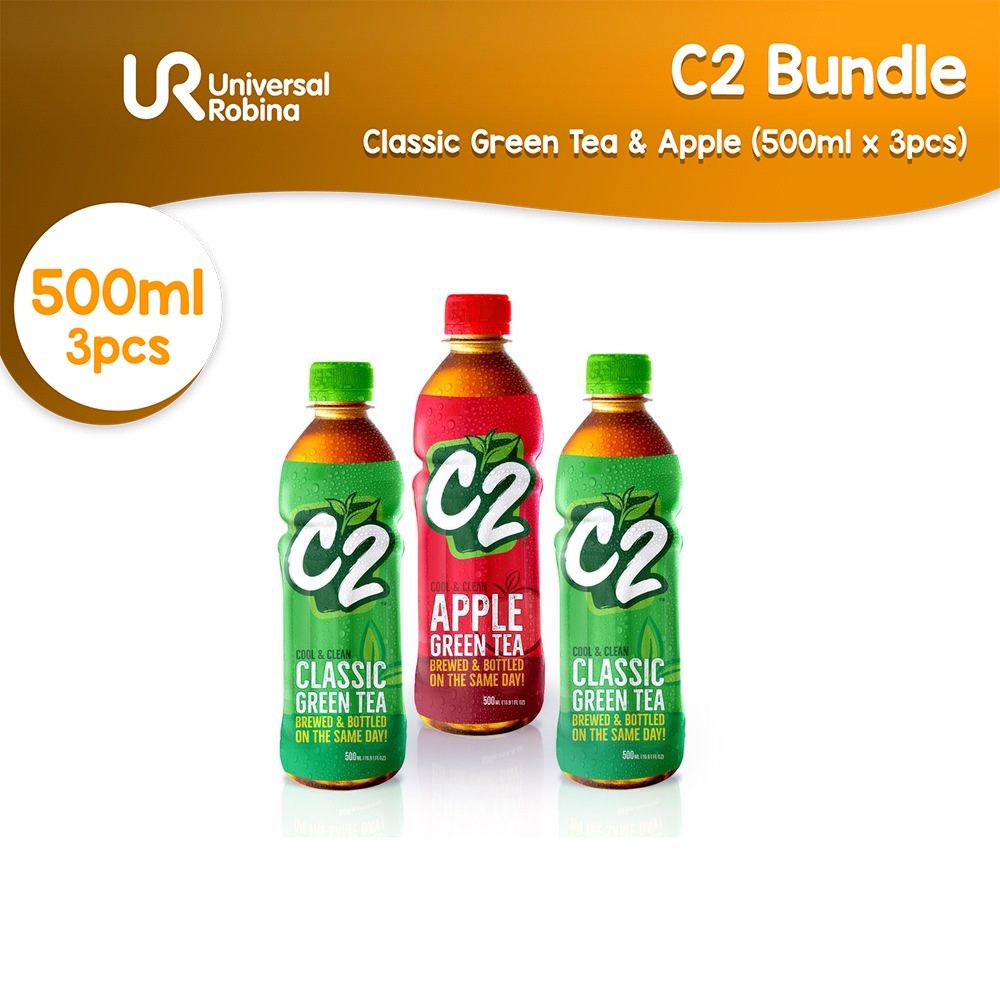 2 x C2 Classic Green Tea (500ml) and 1 x C2 Apple (500ml) | Shopee ...