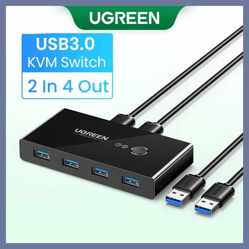 UGREEN USB 3.0 Switch Selector 4 Port 2 Computers Peripheral Switcher Adapter Hub for PC Printer ...