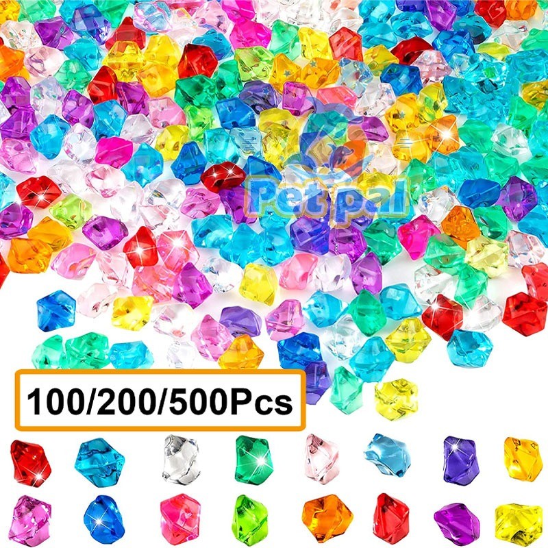 100/200/500Pcs Acrylic Color Crystal Gem Stone Ice Rocks for Kids Toy ...