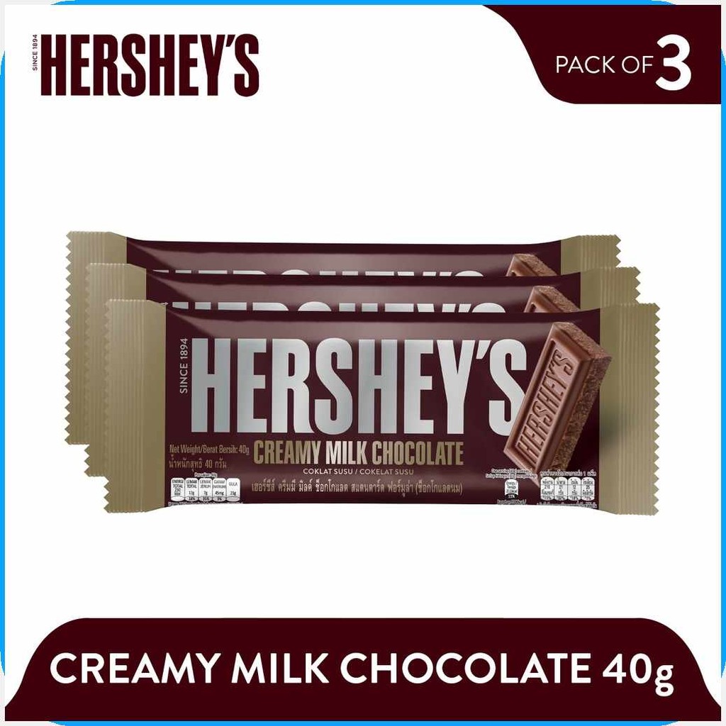 HERSHEY'S)f>Creamy'jr/Milk}W>Chocolate)A>Bar)xF>40g)gD>(Pack)Mm>of)Qw>3 ...