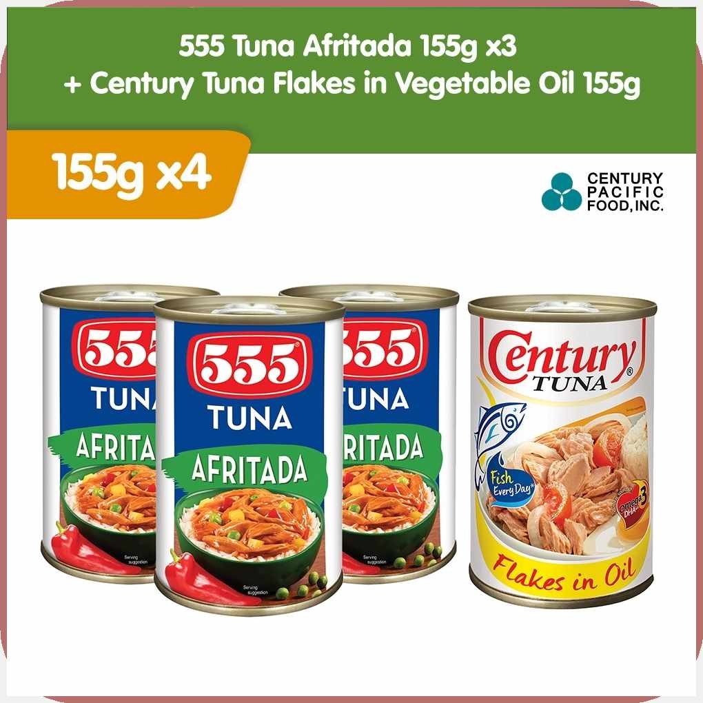 555{Ax}f'Tuna$TT^Afritada/us^155g/zb^x3/U^+/B^Century/y^Tuna Flakes in Vegetable Oil 155g ...