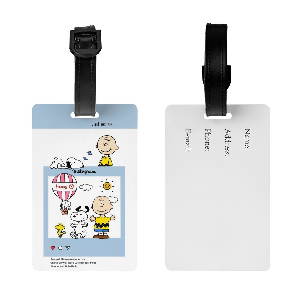 Snoopy Luggage Tag Waterproof Travel Name Tag Cute Personalised PVC ...