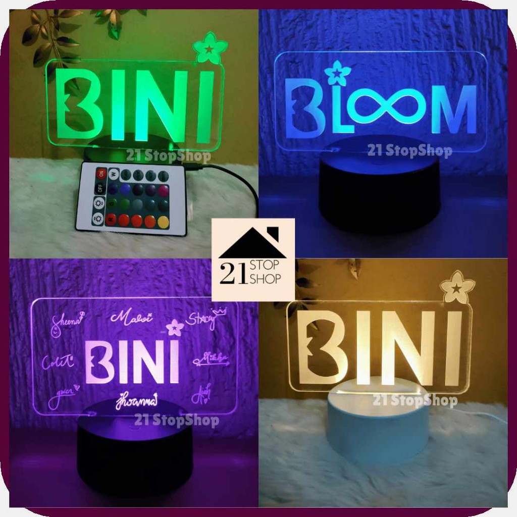 21SHOP BINI P-pop group PH Blooms design 3D Acrylic LED Lamp Ppop Idol ...