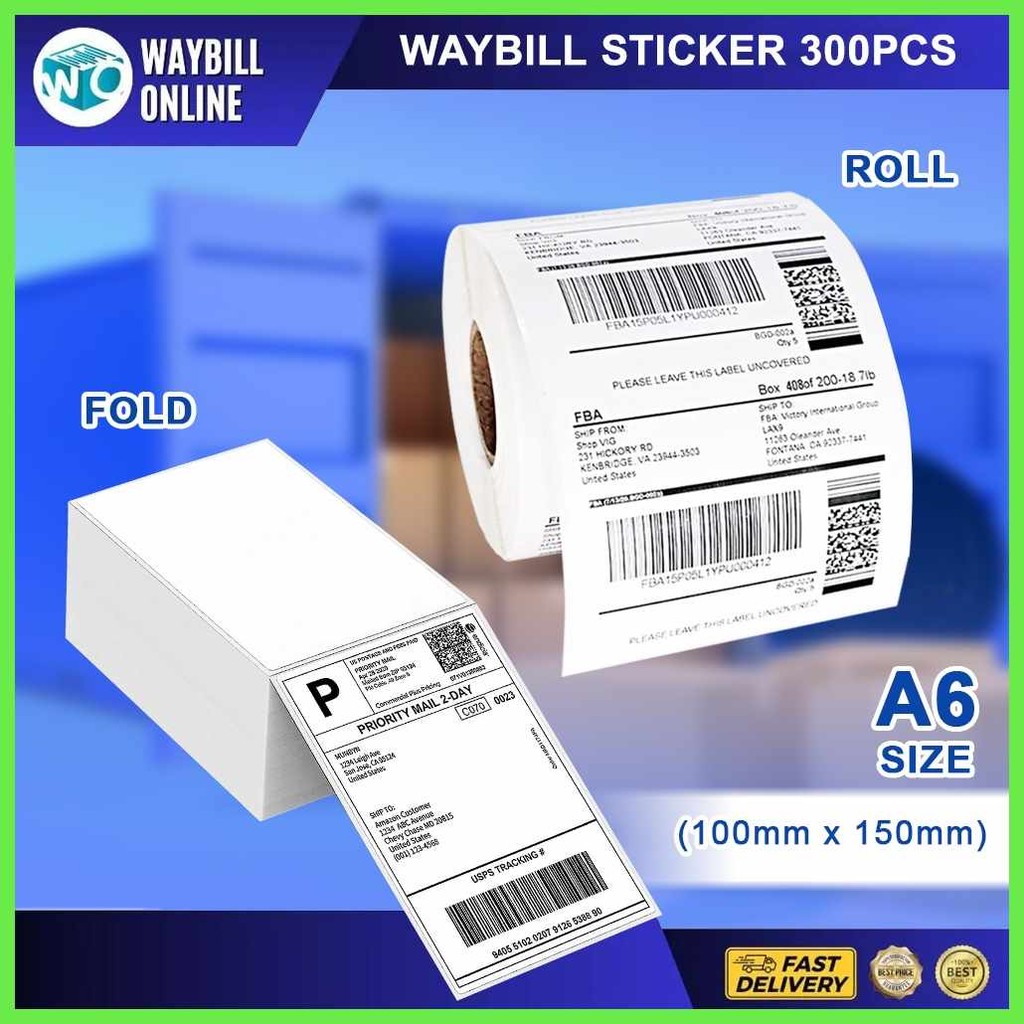 Waybill.r:sticker+w@l@Js@Rz@TP@jT@fK A6 100*150 Fold & Roll 300pcs ...