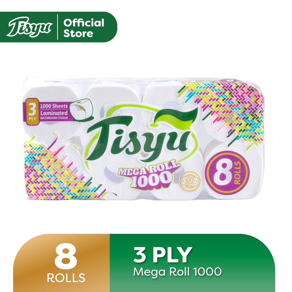 Tisyu Mega Roll 3 Ply Bathroom Tissue (8 Rolls) | Shopee Philippines