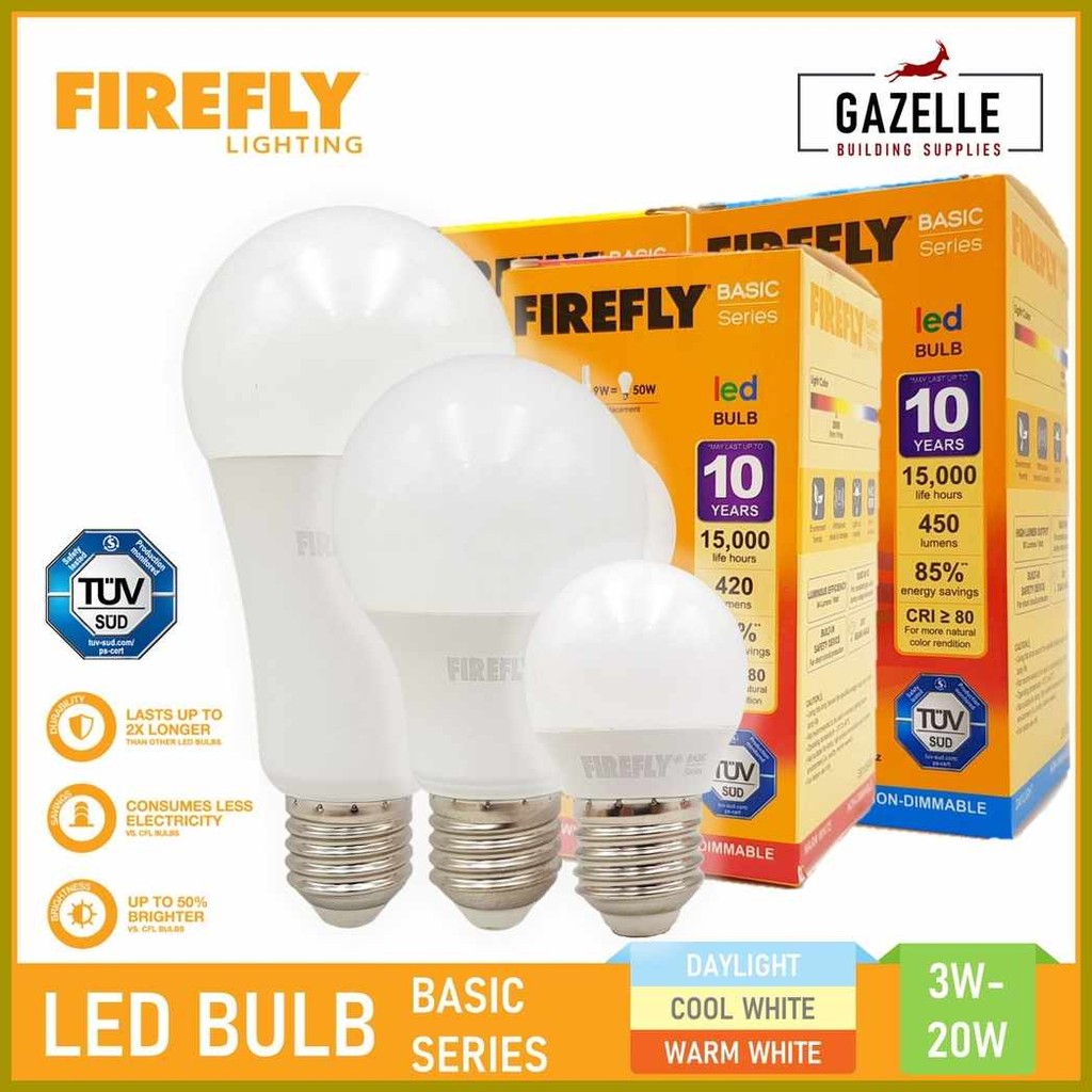 Firefly Basic Series LED A Light Bulb - 3 - 20 Watts Daylight Warm ...