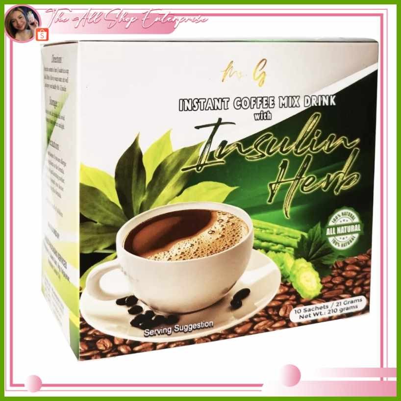 Insulin Coffee (Instant Coffee Mix Drink with Insulin Herb) 10 Sachets ...