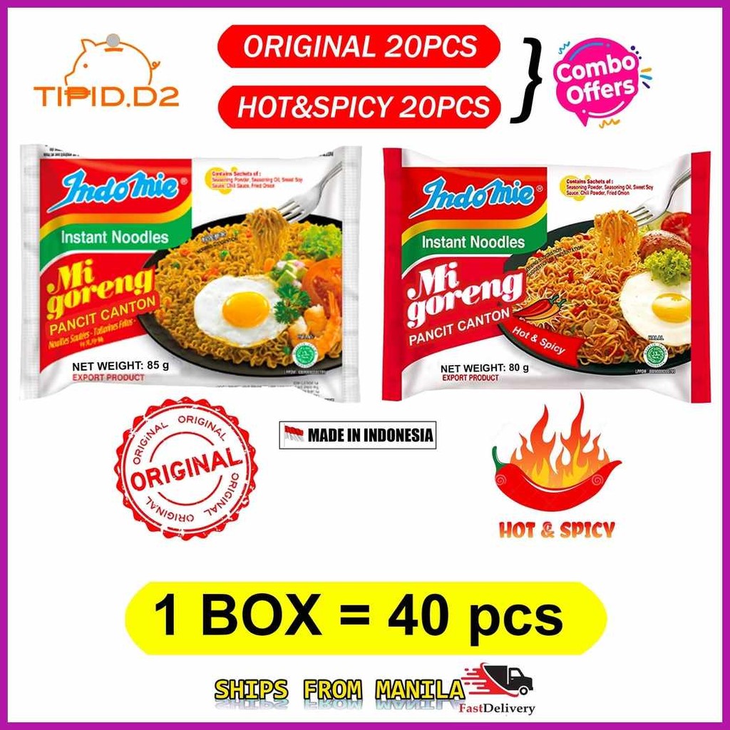 Indomie Mi Goreng Mix Original Dry Noodles 85g/pack-20Packs Hot ...