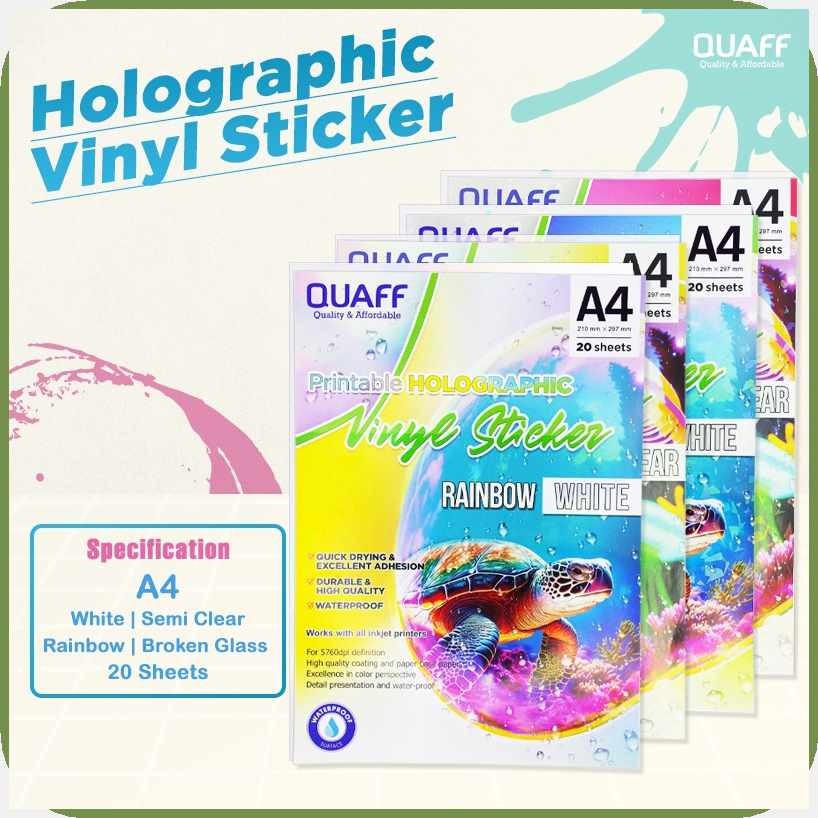 A4 Size Waterproof QUAFF Printable Hologram Vinyl Inkjet Sticker 210mm ...