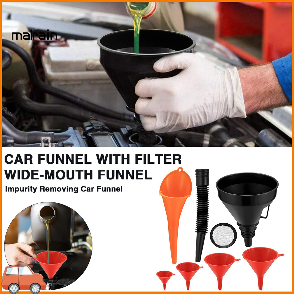 MAL- 1 Set Automotive Funnels Wide Mouth Fuel Funnels Plastic Long Neck ...