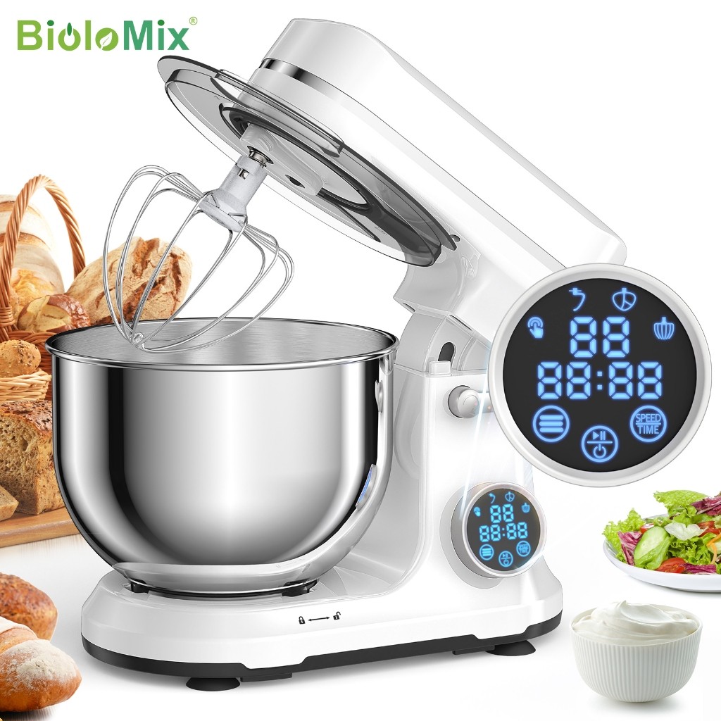 BioloMix Kitchen Food Stand Mixer, 1200W 11-Speeds DC Motor, Digital ...