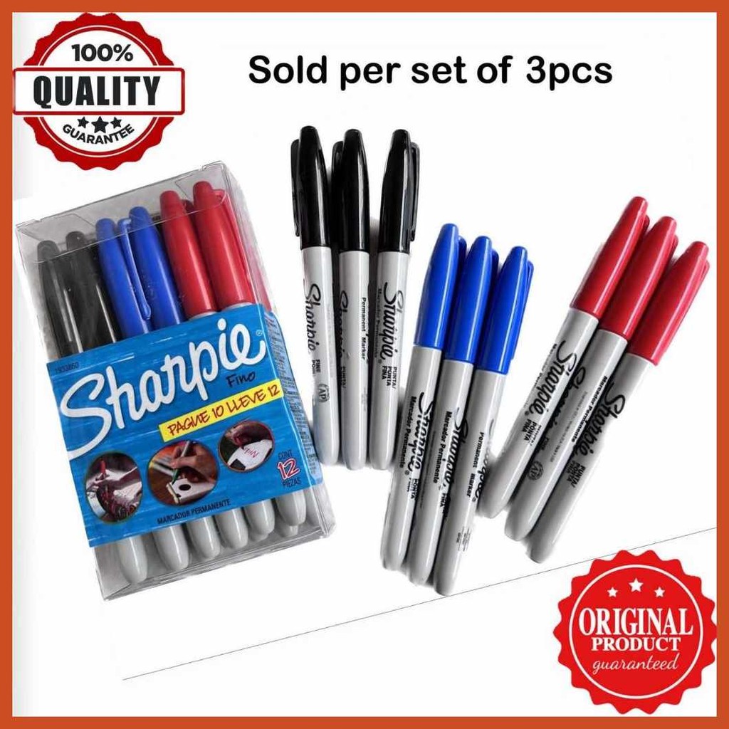 SHARPIE Permanent Marker Fine Point (SOLD PER SET OF 3PCS) | Shopee ...