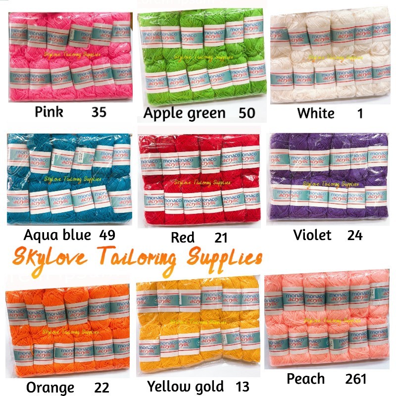 12 pcs. Monaco Acrylic Yarn | 1 color per pack Monaco Acrylic ...