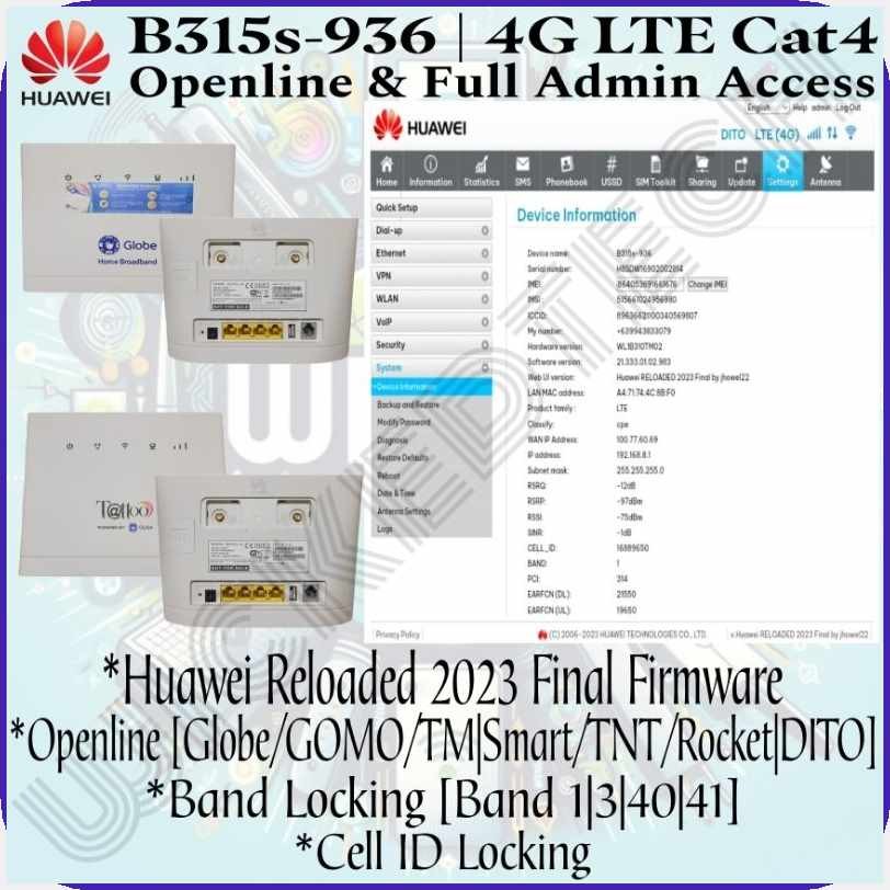 Huawei B315s-936 Huawei Reloaded 2023 Final [Openline/Unlocked ...