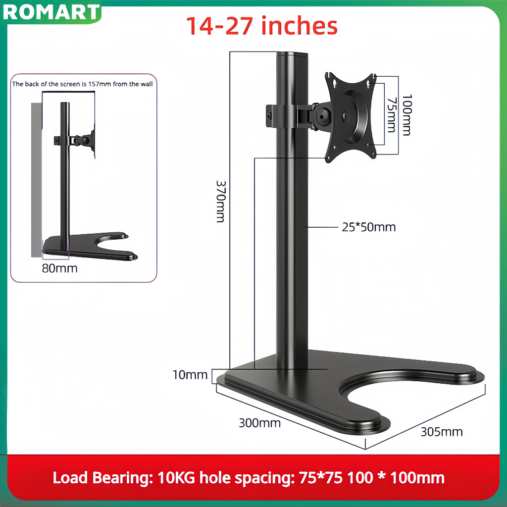 ROMART Monitor Stand 10-27 Inch Universal Bracket PC Monitor Telescopic ...