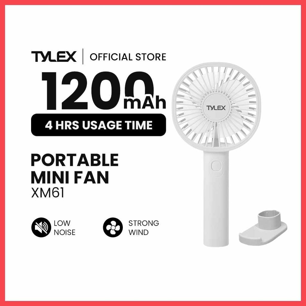 Tylex XM61 Handheld Mini Fan Rechargeable Strong Wind 1200mAh Battery ...