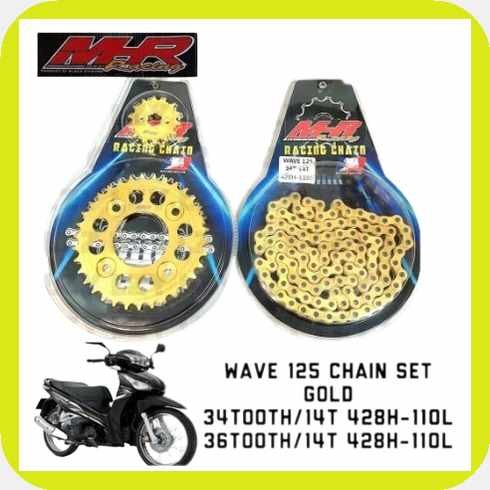 MHR'V/RACING'Z^CHAIN*m~SPROCKET?c~SET?N~WAVE125?B~428H-34T-14T-110L ...