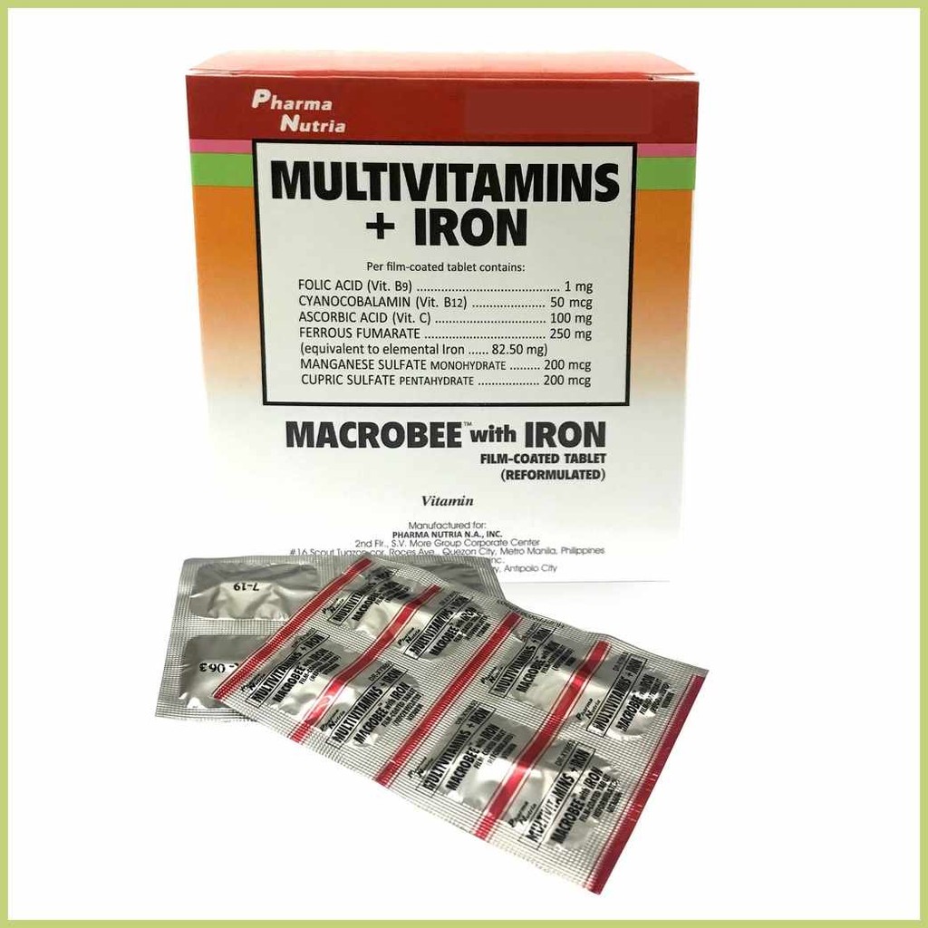 PHARMA~Z?NUTRIA:dw+Macrobee@D@o@r!Multivitamins[kq!+[Pi!Iron[Ng!Tablet ...