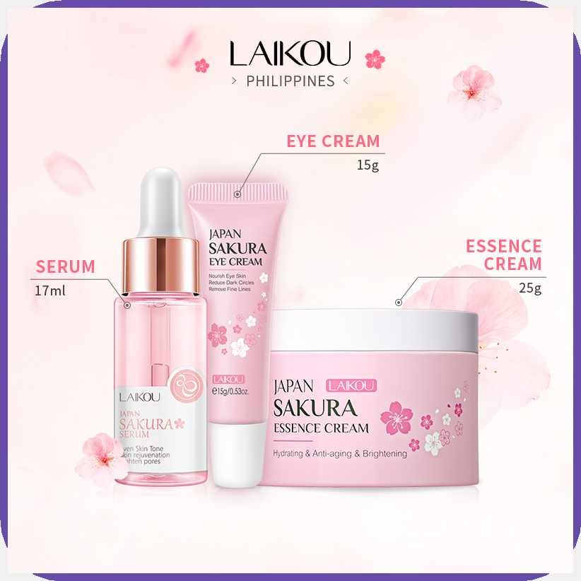 LAIKOU Sakura Skin Care Set Serum Face Cream Eye Cream Brightening Anti ...
