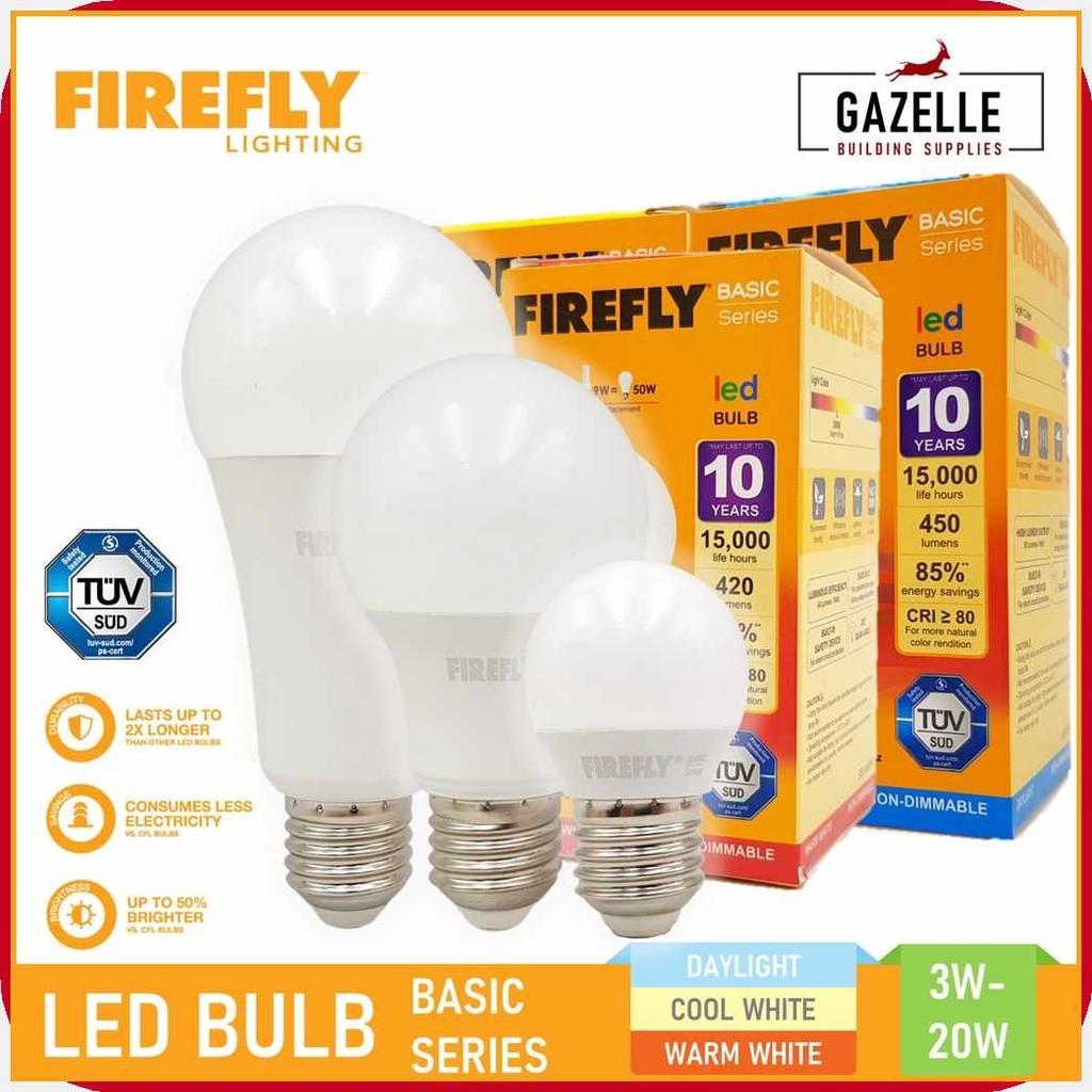 Firefly Basic Series LED A Light Bulb - 3 - 20 Watts Daylight Warm ...