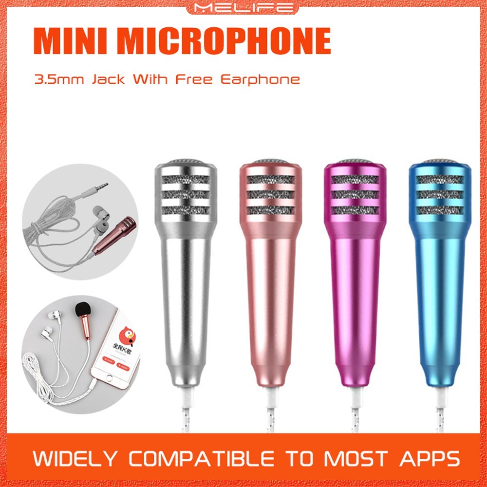 3.5mm Mini Stereo Microphone KTV Karaoke Mic With Earphone For ...