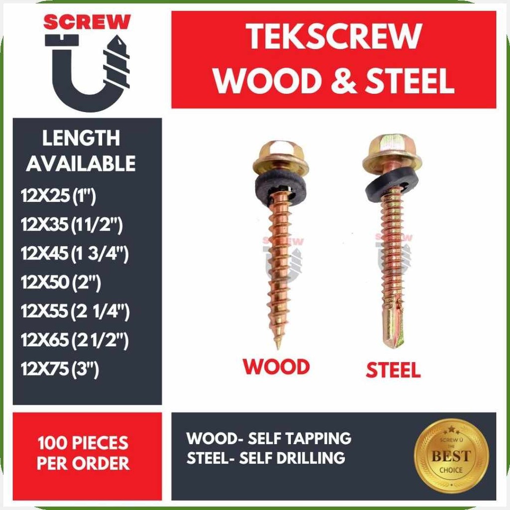Tek&f)Screw[ST)for^fm/wood$Aw/and$yV/steel$sl/(100PCS)$OC/text%jP ...