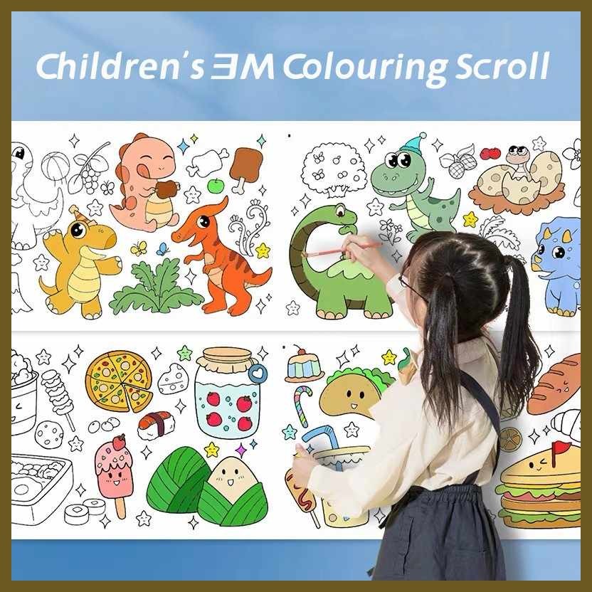 Educational Doodle Wall Scroll for Ages 3-8 3m Giant Sticky Coloring ...