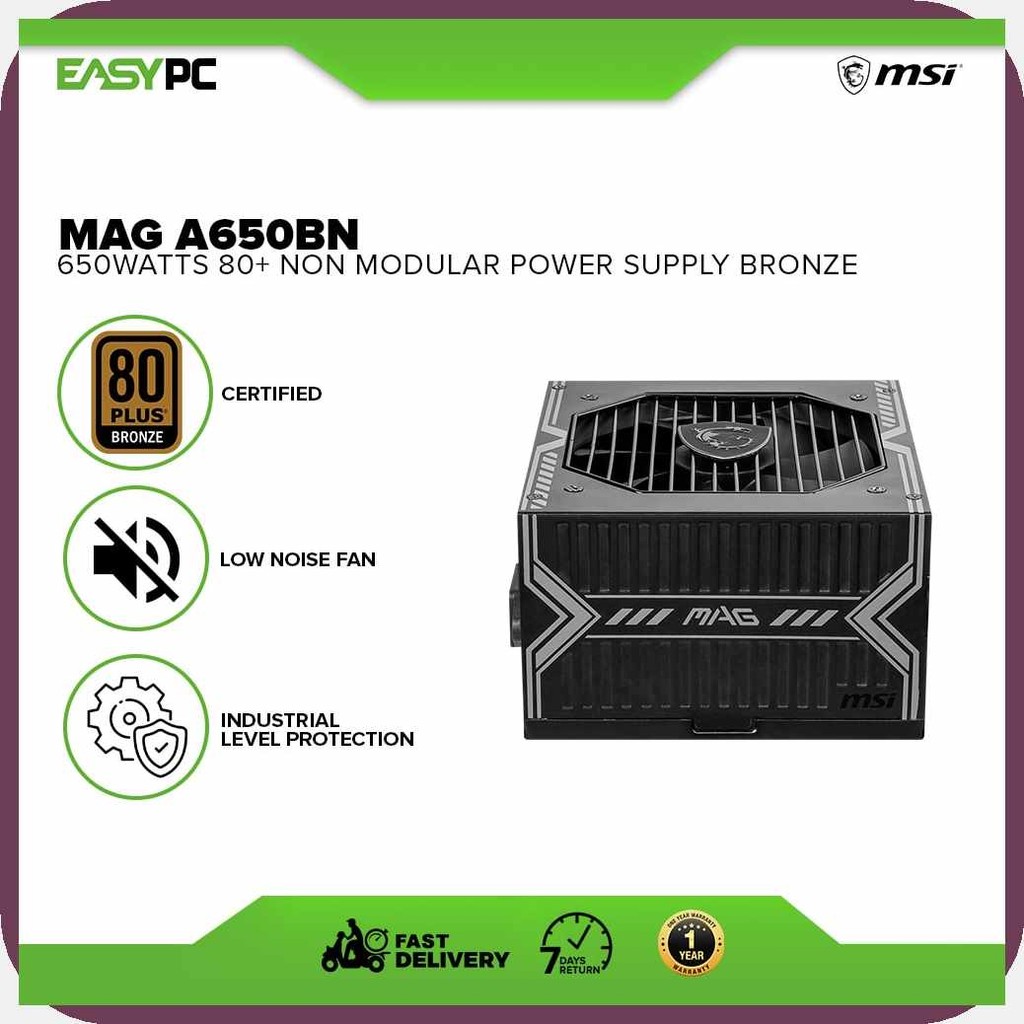 MSI MAG A550BN / MAG A650BN Bronze PSU 550/650 Watts 80+ Non-Modular ...