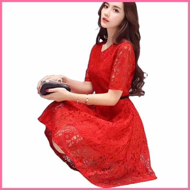 Angel#Sj,Fashion}a`qp;Lace&Dress&with&Belt'WC