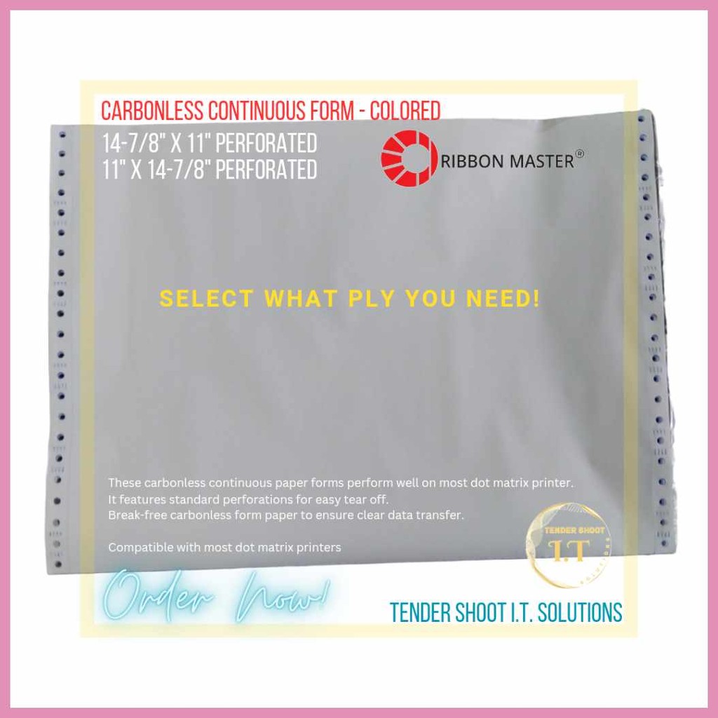 2Ply 3Ply Carbonless Continuous Form 14 7/8” x 11” 14 7/8x11 11” x 14 7 ...