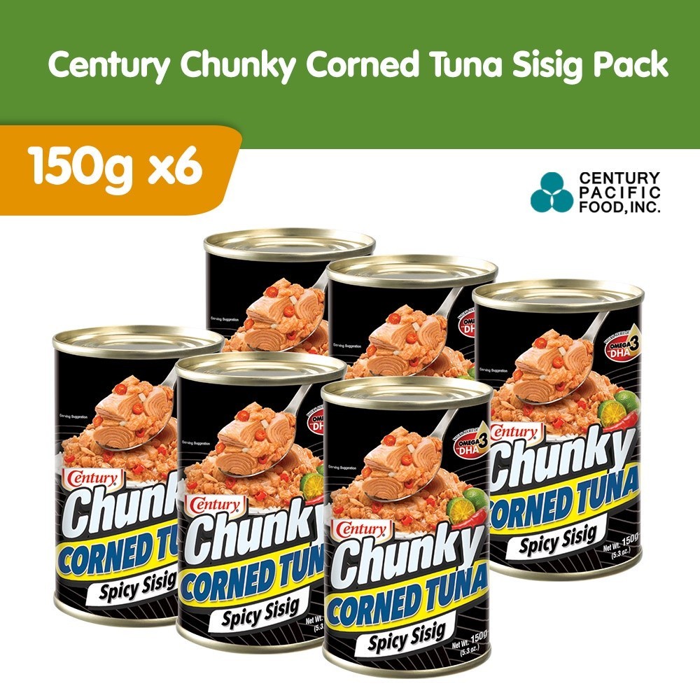 Century Chunky Corned Tuna Sisig 150g (Case of 6pcs) - Protein, Omega 3 ...